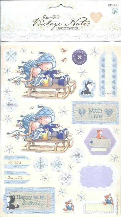 Paper Mania Die Cut Sentiment Stickers - Sledge - PMA 157180 - CraftAdda