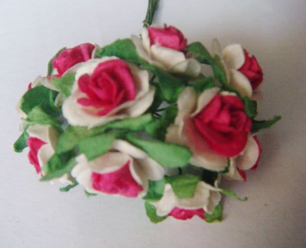Mulberry Paper Roses - White and Pink (A pack contains 10 roses ...