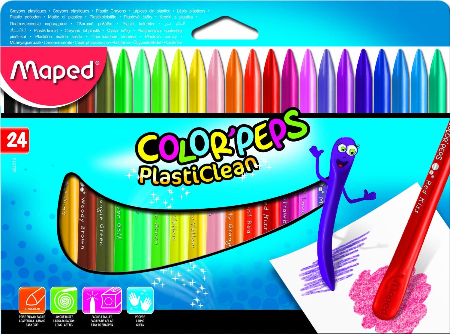 Maped Color'Peps Plasticlean Crayons - Set of 24 - 862013 - CraftAdda