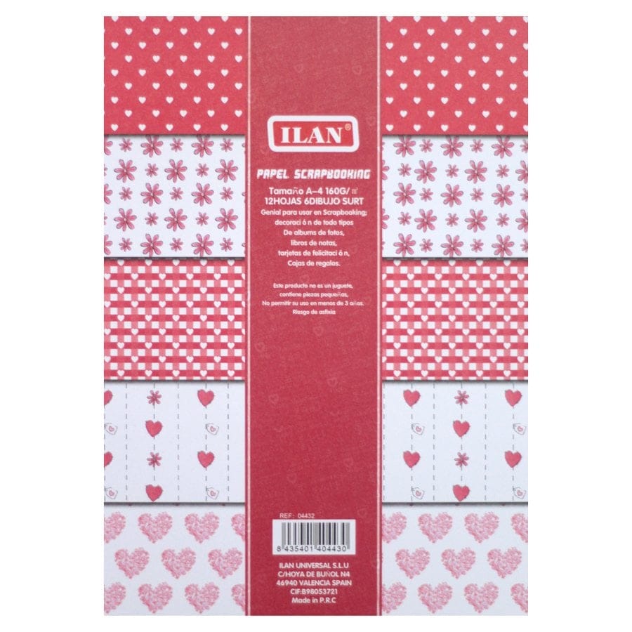 Ilan A4 Paper Pack - Hearts and Flowers (Set of 12 sheets) - 04432 ...