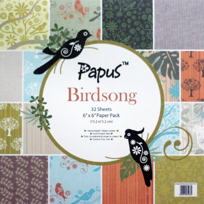 Papus 6x6 Paper Pack - BirdSong (Set of 32 sheets) - BS6632 - CraftAdda