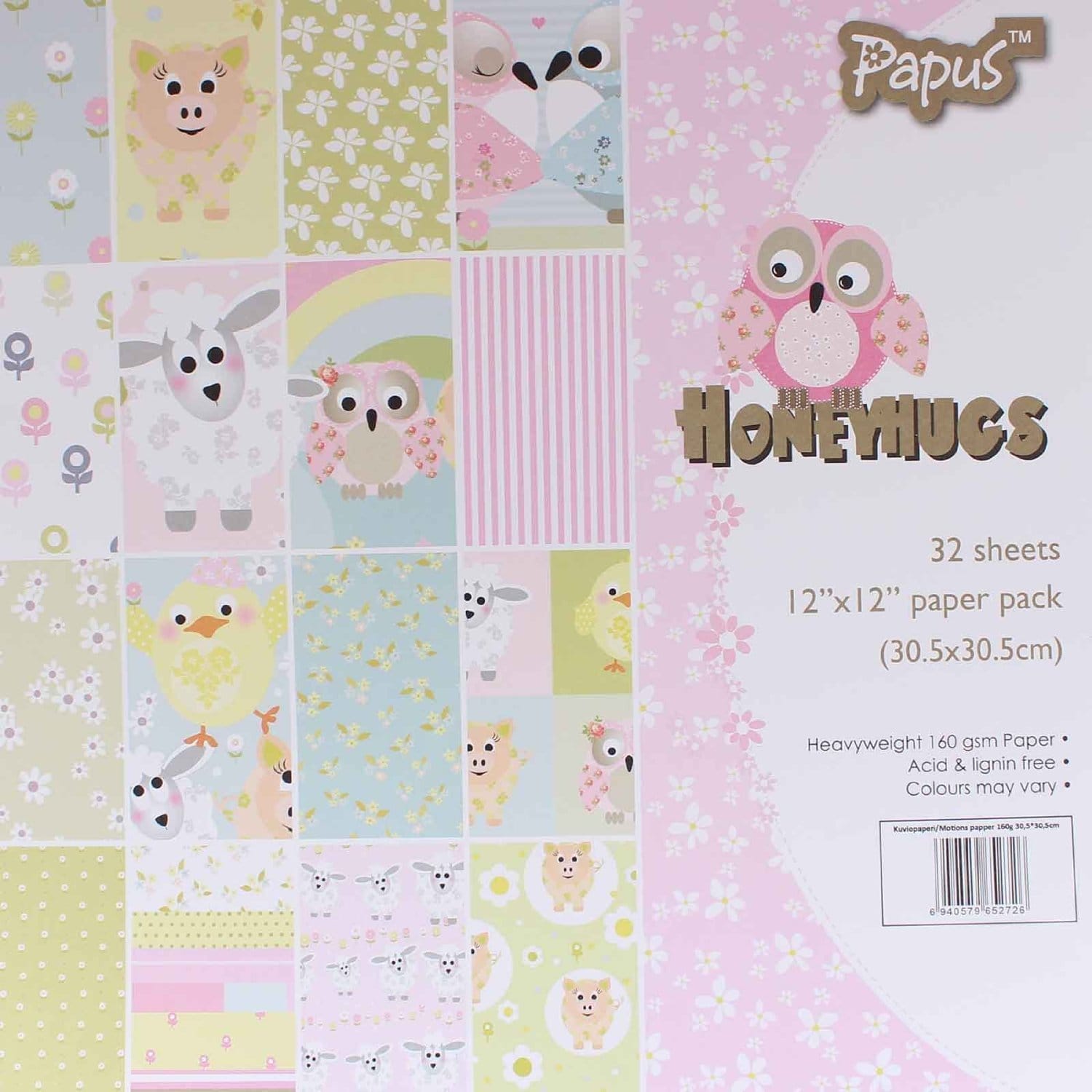 Papus 12 by 12 Paper Pack - HoneyHugs (Set of 32 sheets) - HS12-32 ...