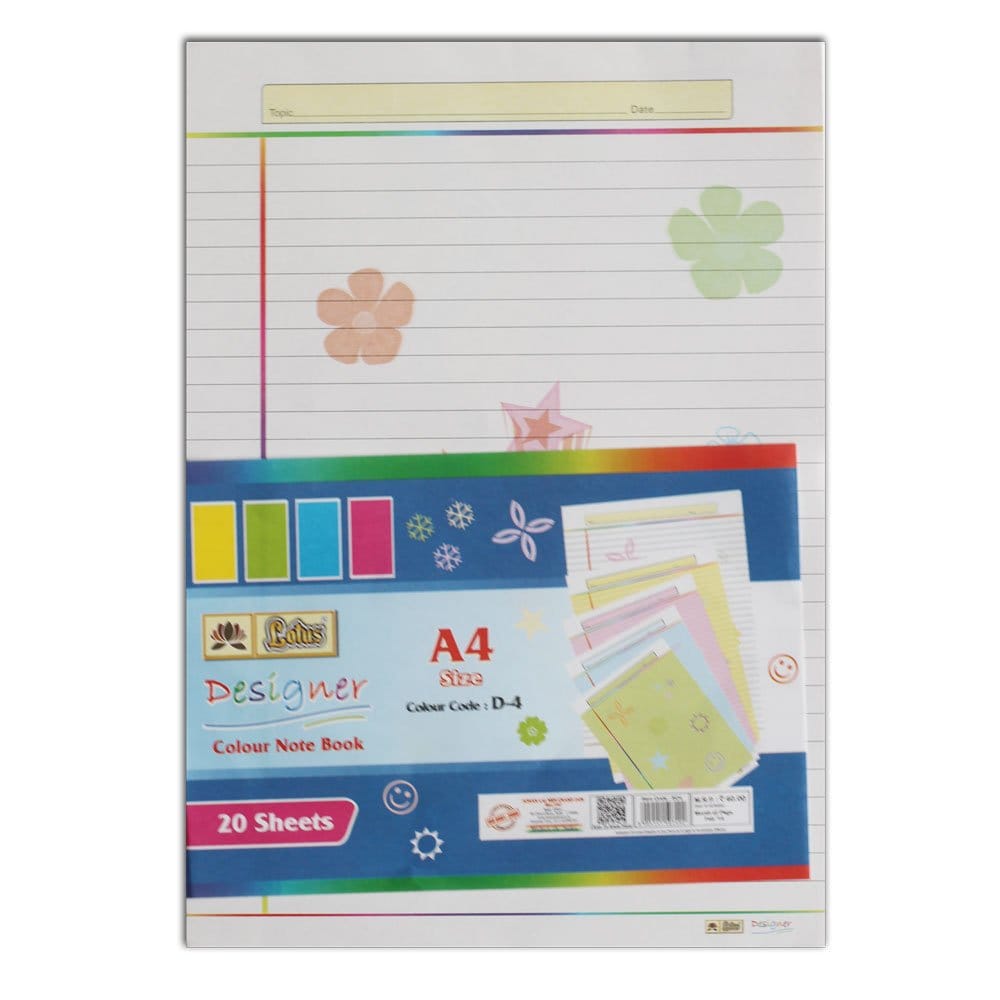 Lotus Designer Colour Sheets - A4 (One Side Multi Design D4) - 20 ...