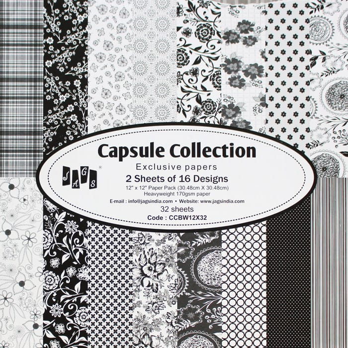 12 by 12 Paper Pack - Capsule Collection - Black (Set of 32 sheets ...