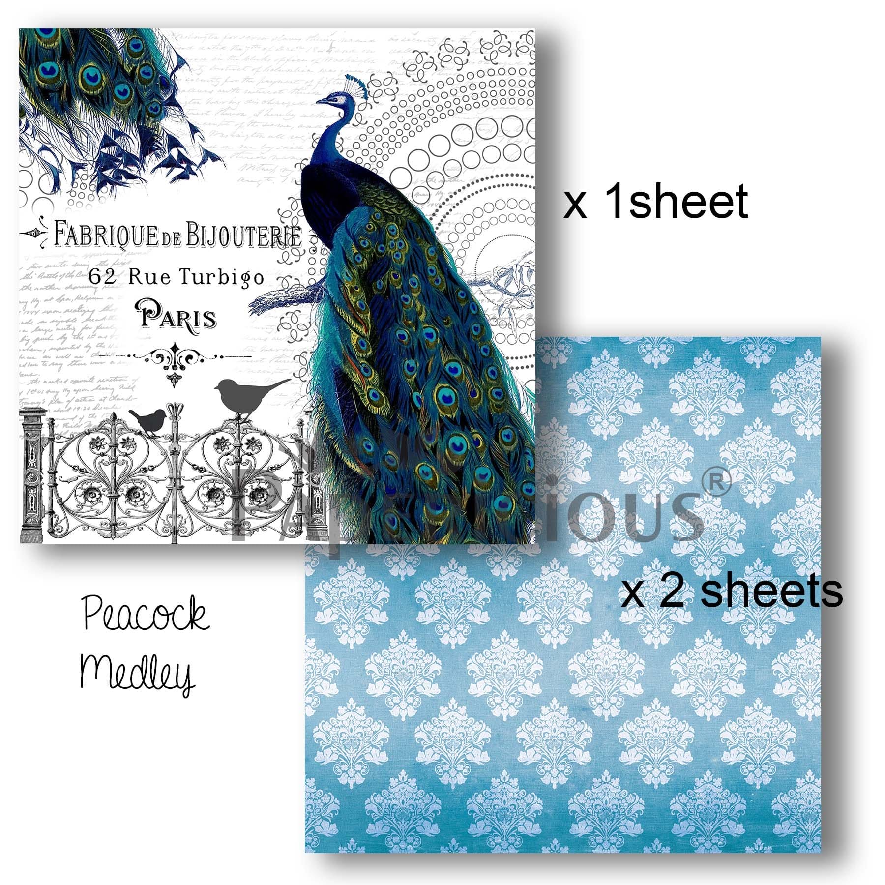 Papericious Decoupage Paper Pack - Peacock (6 by 6 inch) - 3 sheets ...