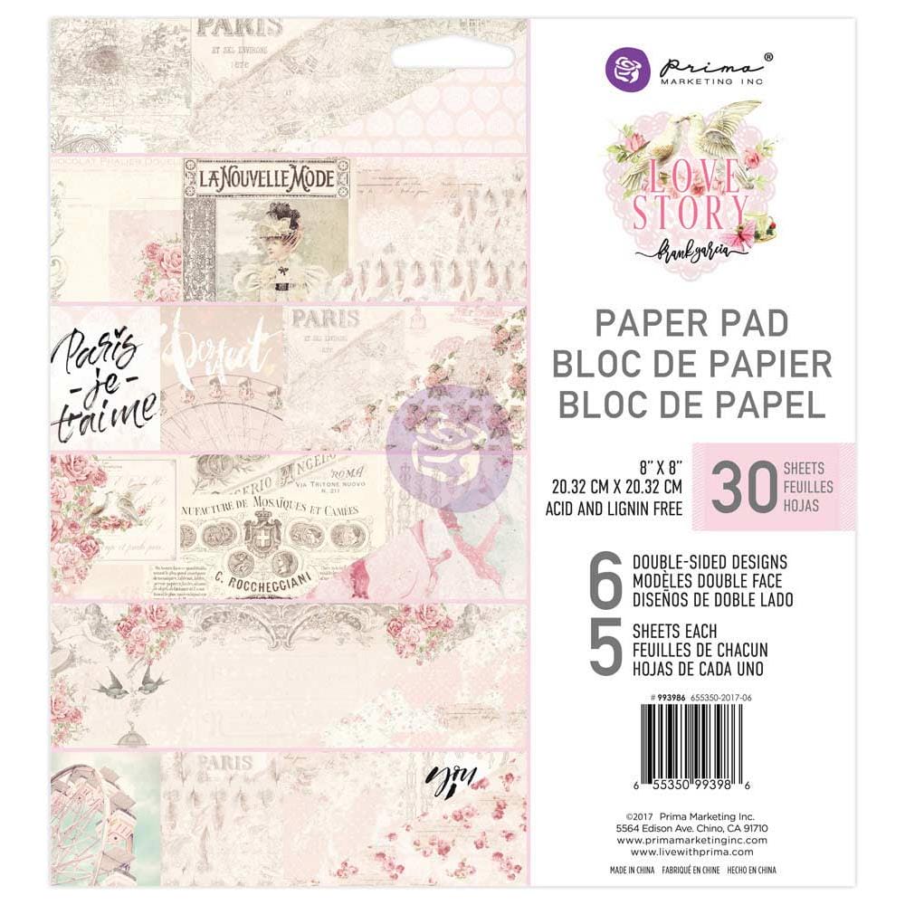 Prima - Love Story - 8by8 Paperpack (30 double sided sheets) - 993986 ...