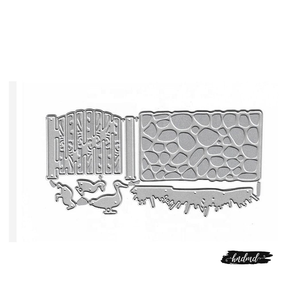 Steel Dies - Vintage Gate and Wall (Set of 7 dies) - XY486 - CraftAdda