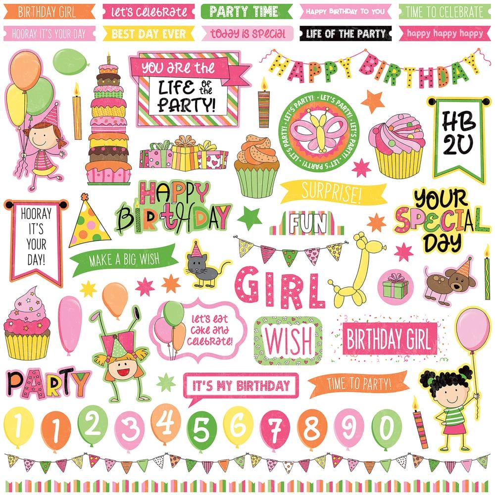 Photoplay Sticker - Birthday Wishes Girl Stickers 12"X12" - BWG9072 ...