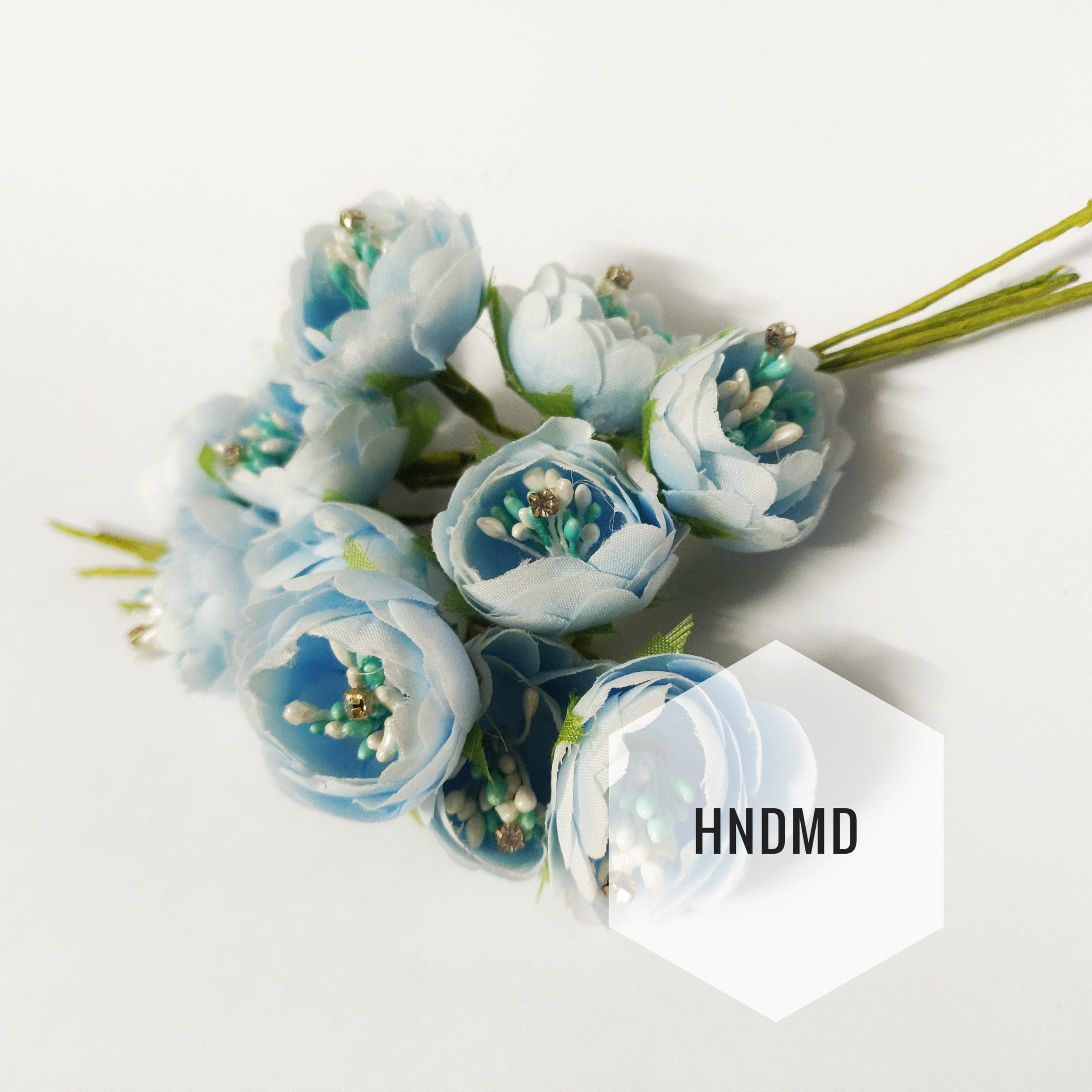 Fabric Flowers - Baby Blue (Pack of 12) - CAMR439 - CraftAdda