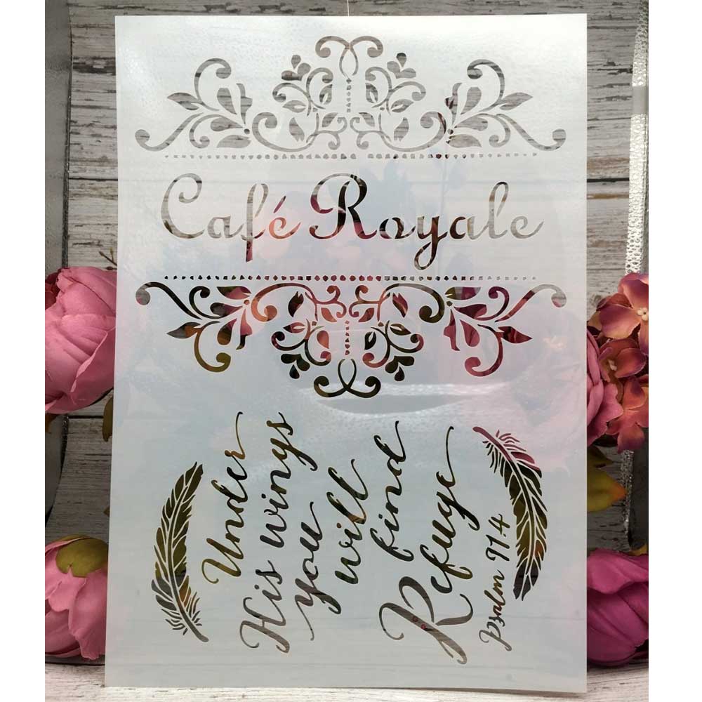 Stencil - Cafe Royale (A4 size) - MB-A4-12 - CraftAdda