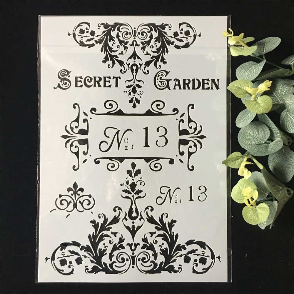 Stencil - Secret Garden (A4 size) - MB-A4-16 - CraftAdda