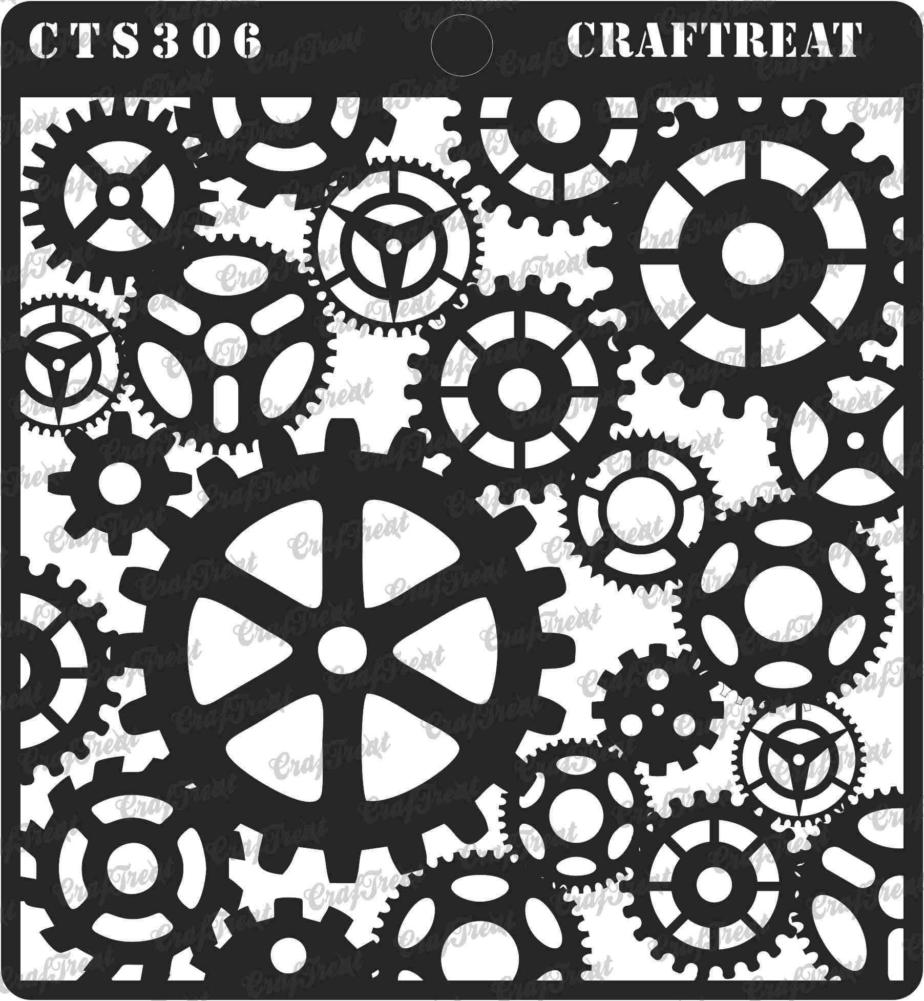 CrafTreat 6"x6" Stencil - Gears - CTS306 - CraftAdda