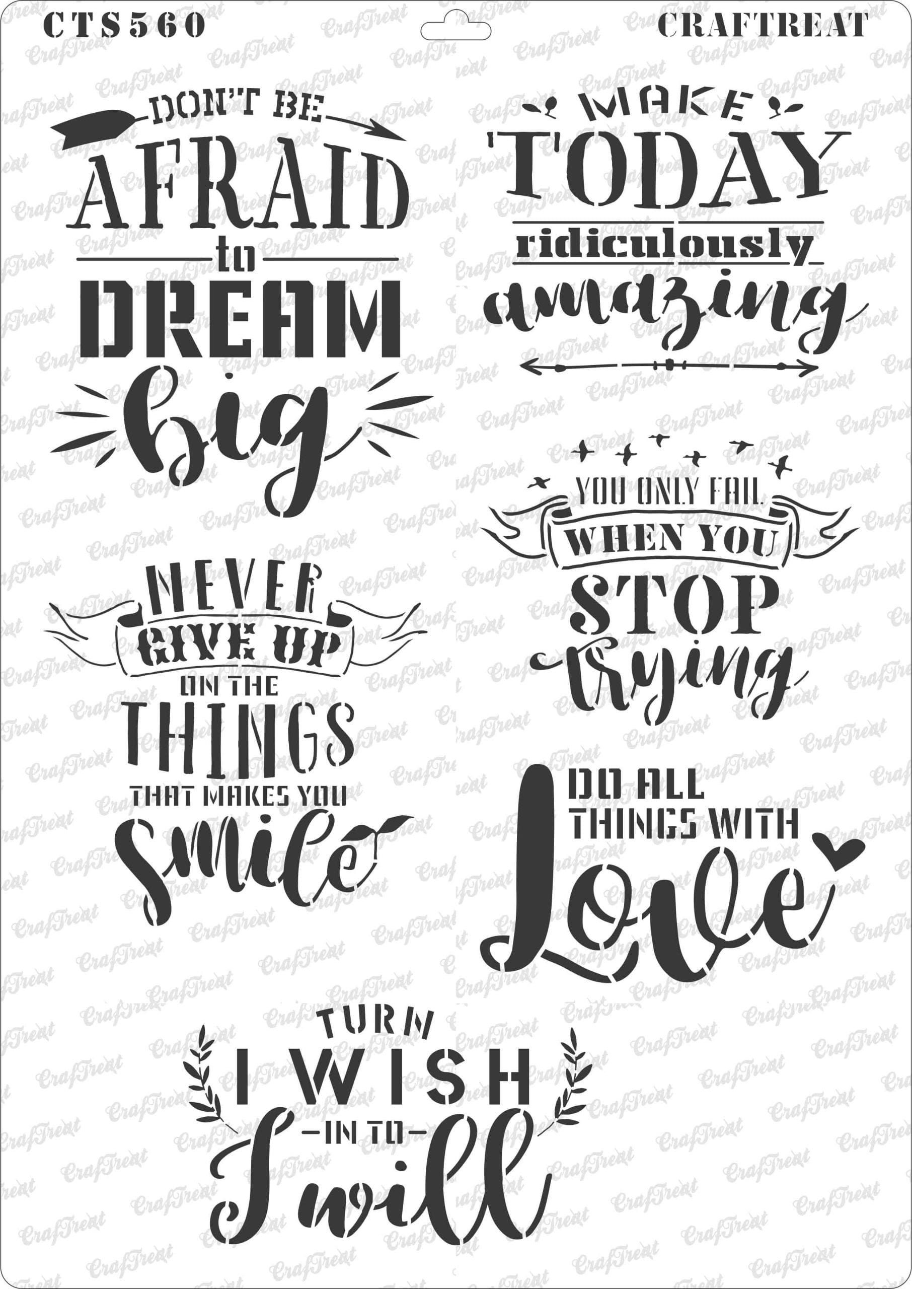 CrafTreat A4 Stencil - Determination - CTS560 - CraftAdda
