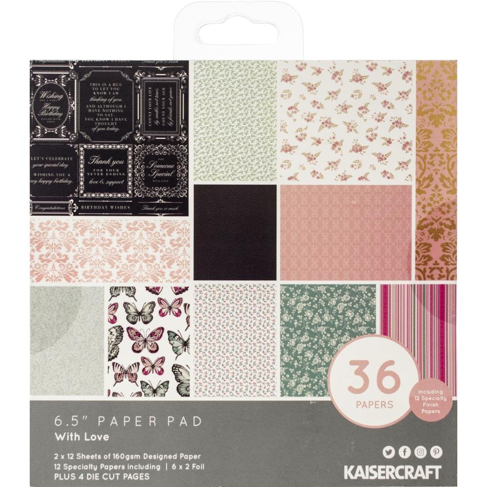 KaiserCraft paper pad - With Love (6.5 by 6.5 inch) - 36 sheets plus 4 ...