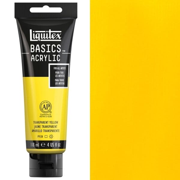 Liquitex Basics Acrylic Paint - Transparent Yellow (118ML) - 045 ...