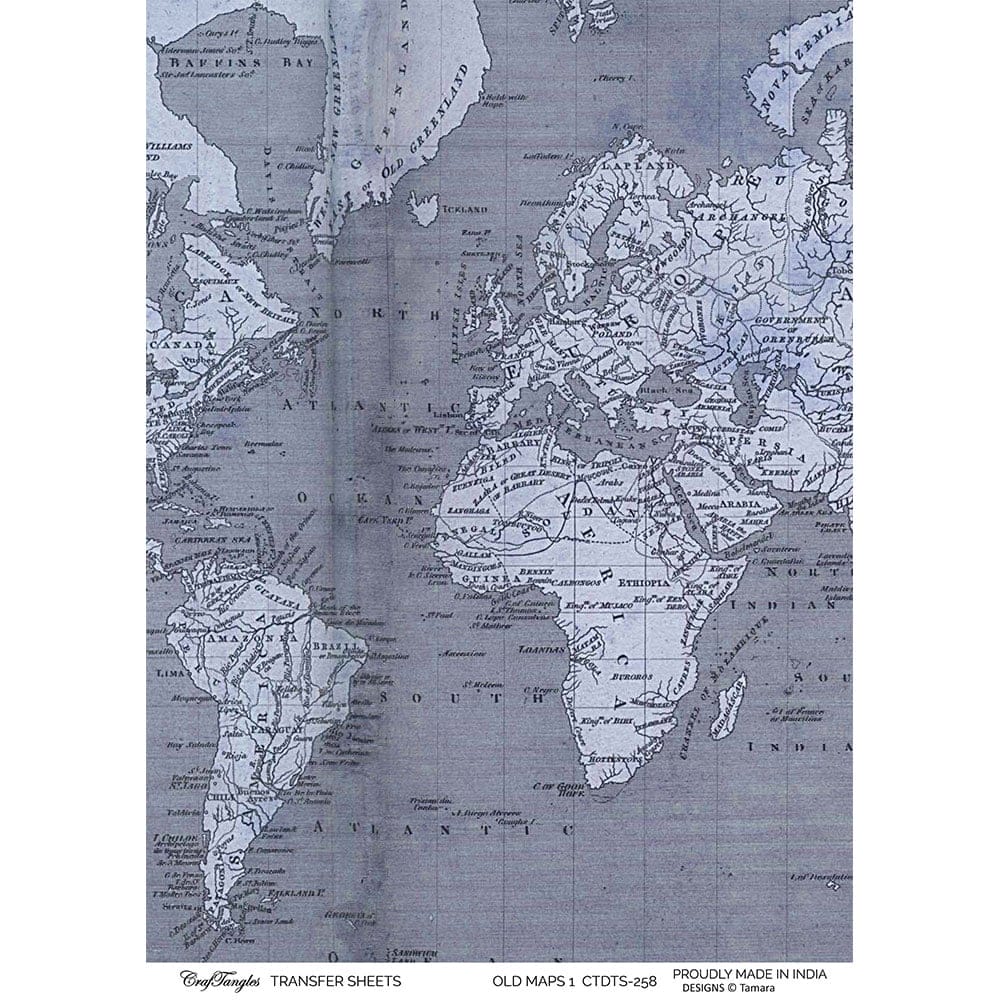 CrafTangles A4 Transfer It Sheets - Old Maps 1 - CTDTS-258 - CraftAdda