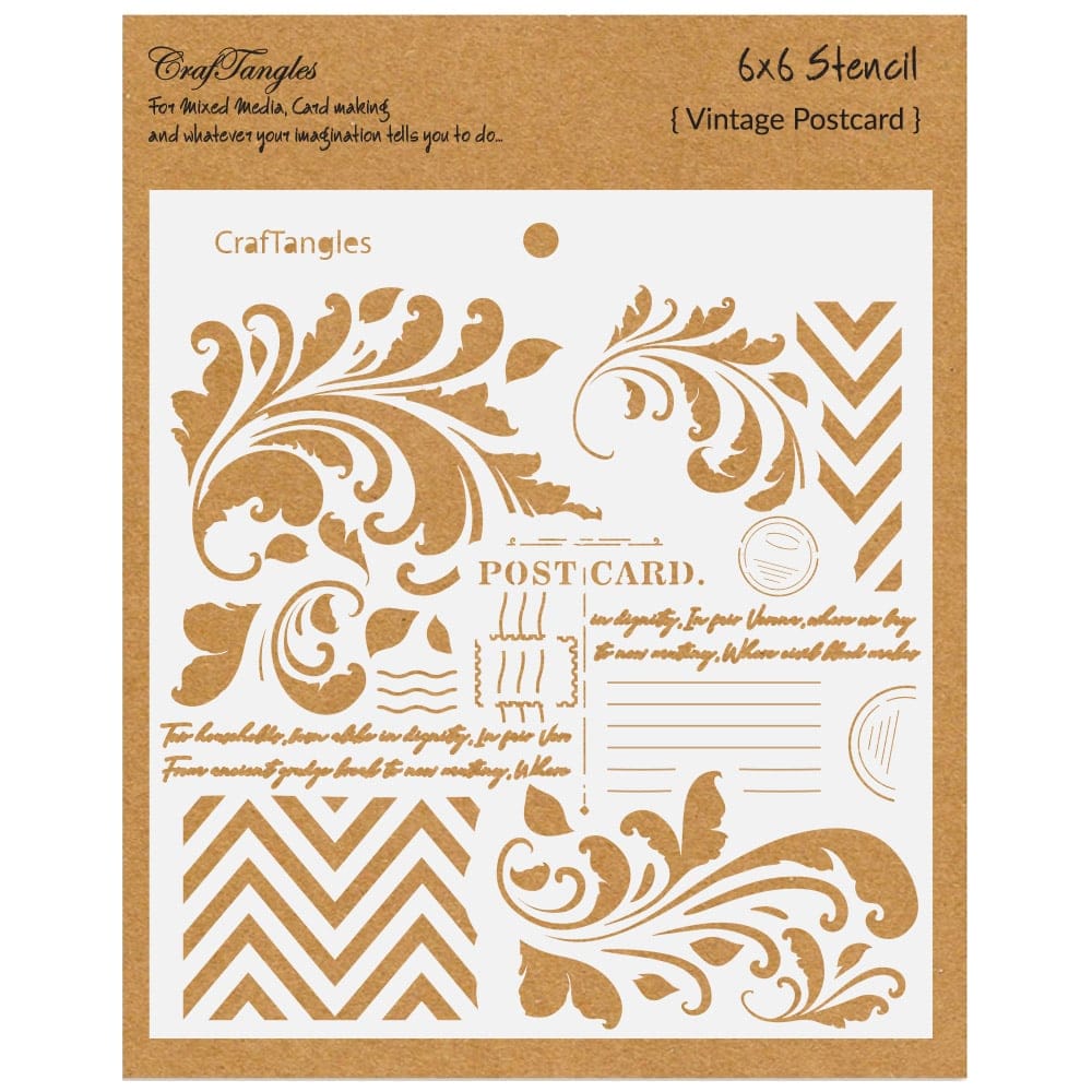 CrafTangles 6x6 Stencils - Vintage Postcard - CTCS146 - CraftAdda