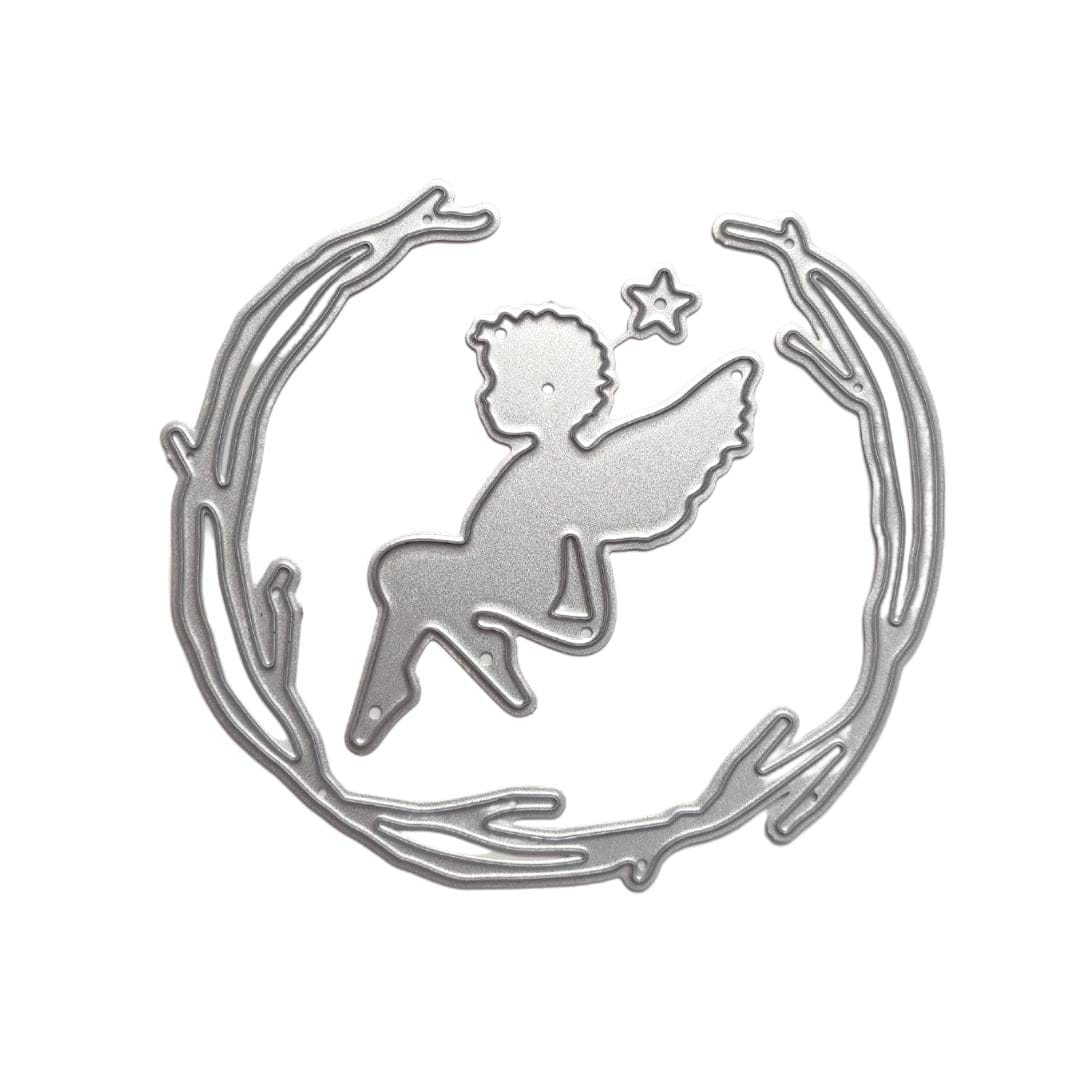 Steel Dies - Angel with Branch Frame (Set of 2 dies) - LC214 - CraftAdda