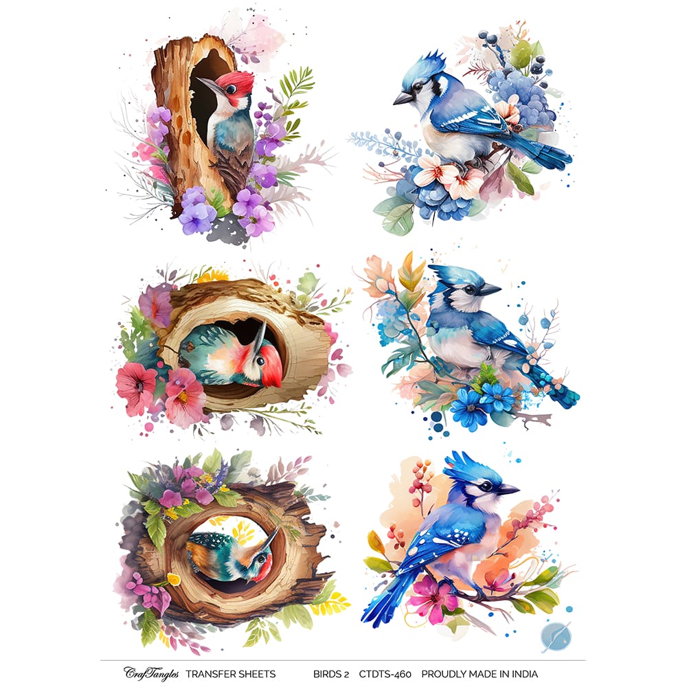 CrafTangles A4 Transfer It Sheets - Birds 2 - CTDTS-460 - CraftAdda