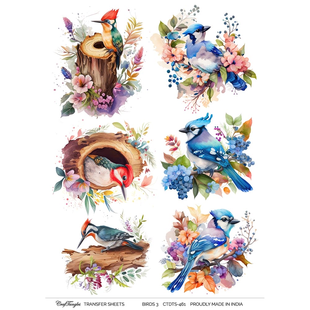 CrafTangles A4 Transfer It Sheets - Birds 3 - CTDTS-461 - CraftAdda