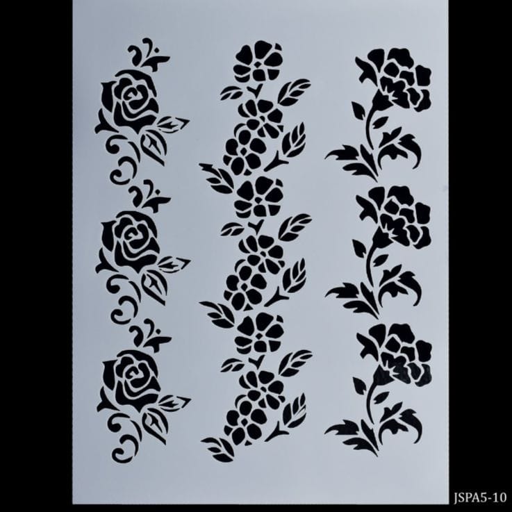 A5 Stencil - Floral Borders (JSPA5N-10) - JSPA5N-10 - CraftAdda