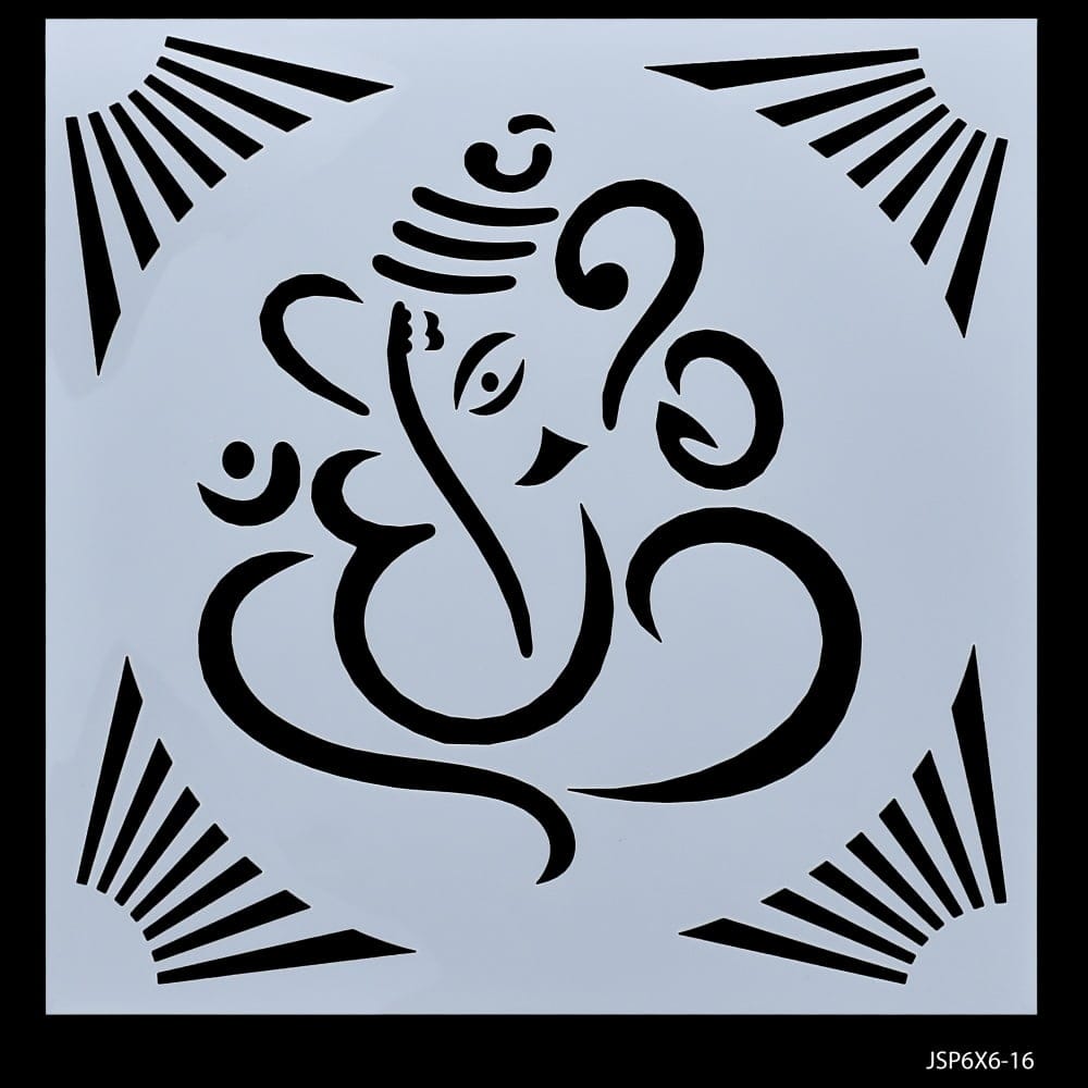 6 by 6 inches Stencil - Ganpati - JSP6X6-16 - CraftAdda