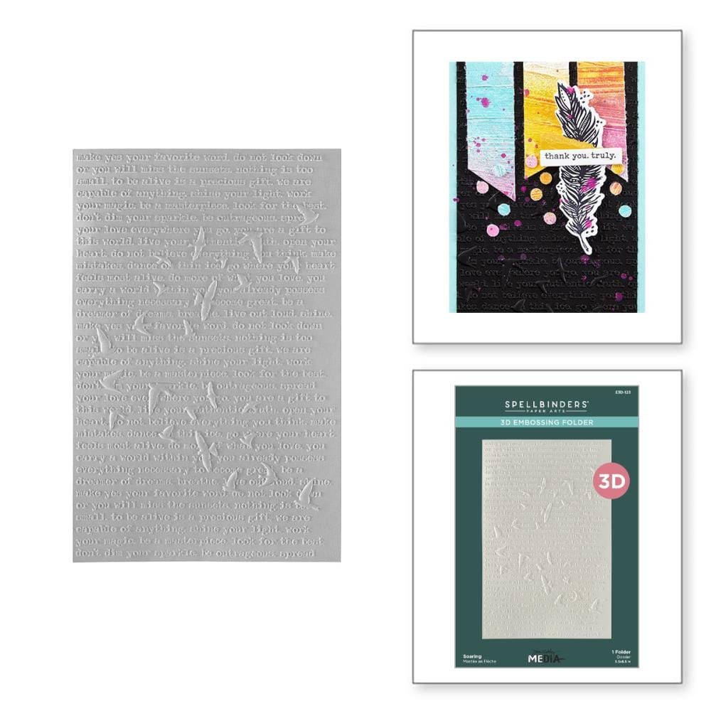 Spellbinders 3D Embossing Folder 5.5"X8.5" - Soaring, Collaged Birds ...